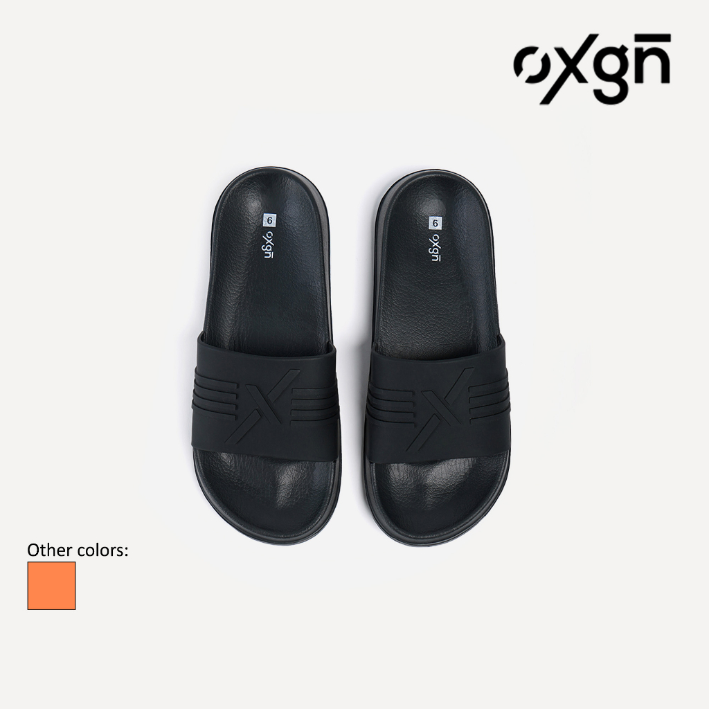 OXGN X Single Band Rubber Slides For Men (Black/Orange) | Shopee ...