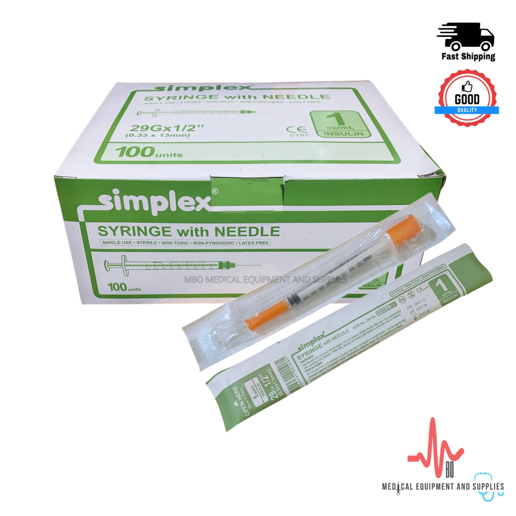 Simplex Insulin Syringe G29 - 100pcs/box | Shopee Philippines