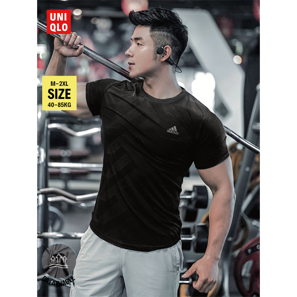 【COD】Men Sports Active Short Sleeve Shirt Quick Dry Gym Training Dry ...