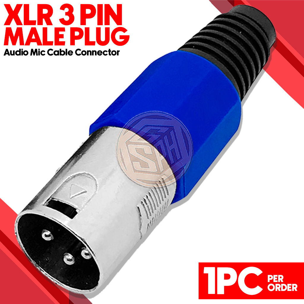 XLR 3 Pin Male MIC Jack Plug Audio Microphone Cable Connector | Shopee ...