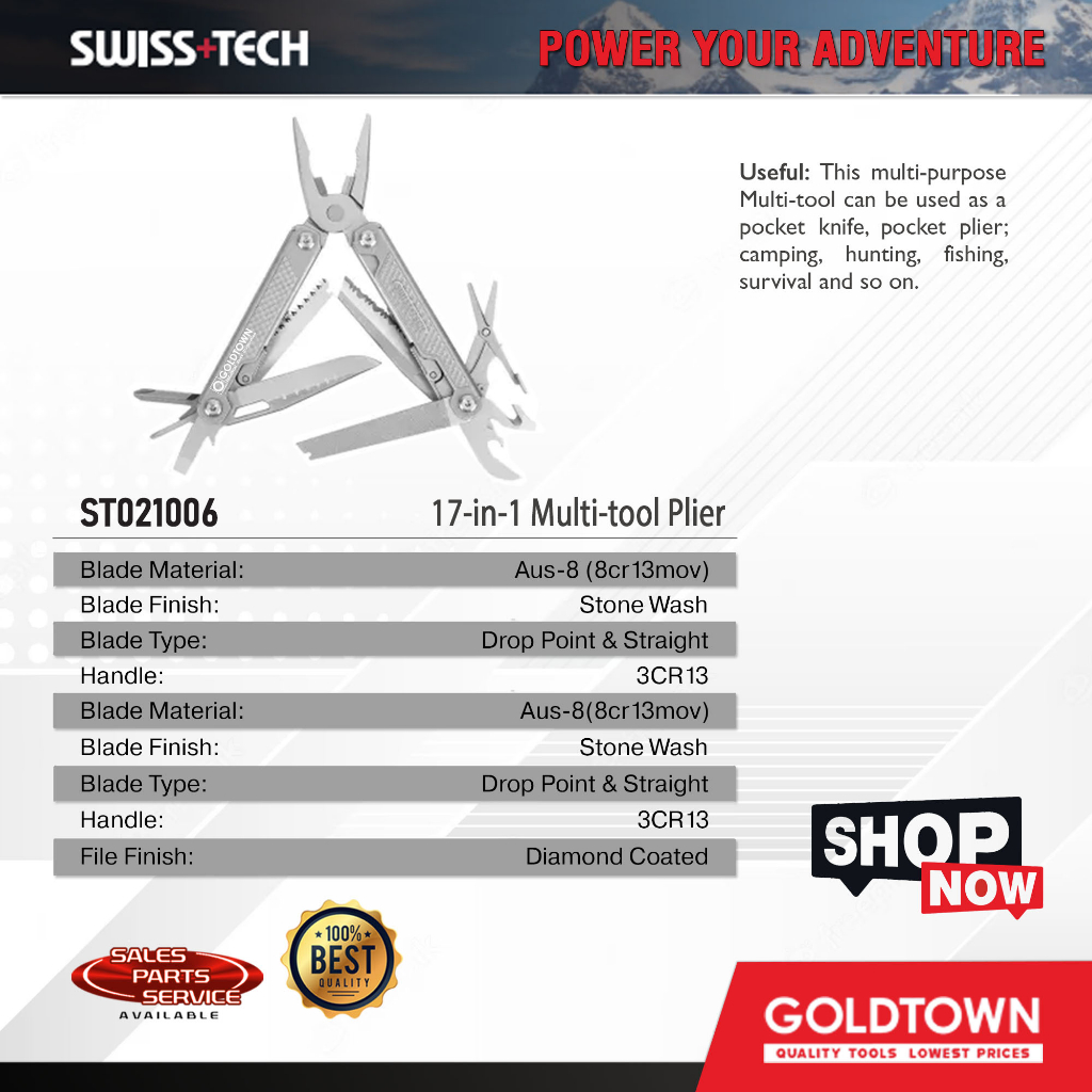 SWISSTECH 17-in-1 Multi Tool Plier ST021006 Original | Shopee Philippines