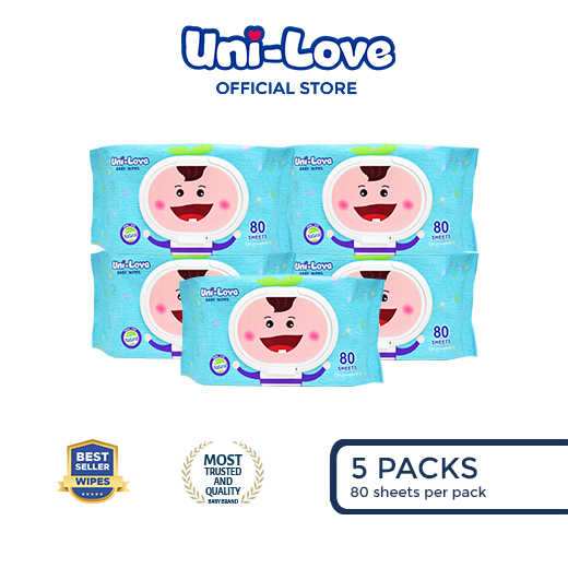 UniLove Unscented Baby Wipes 80's Pack of 5 | Shopee Philippines