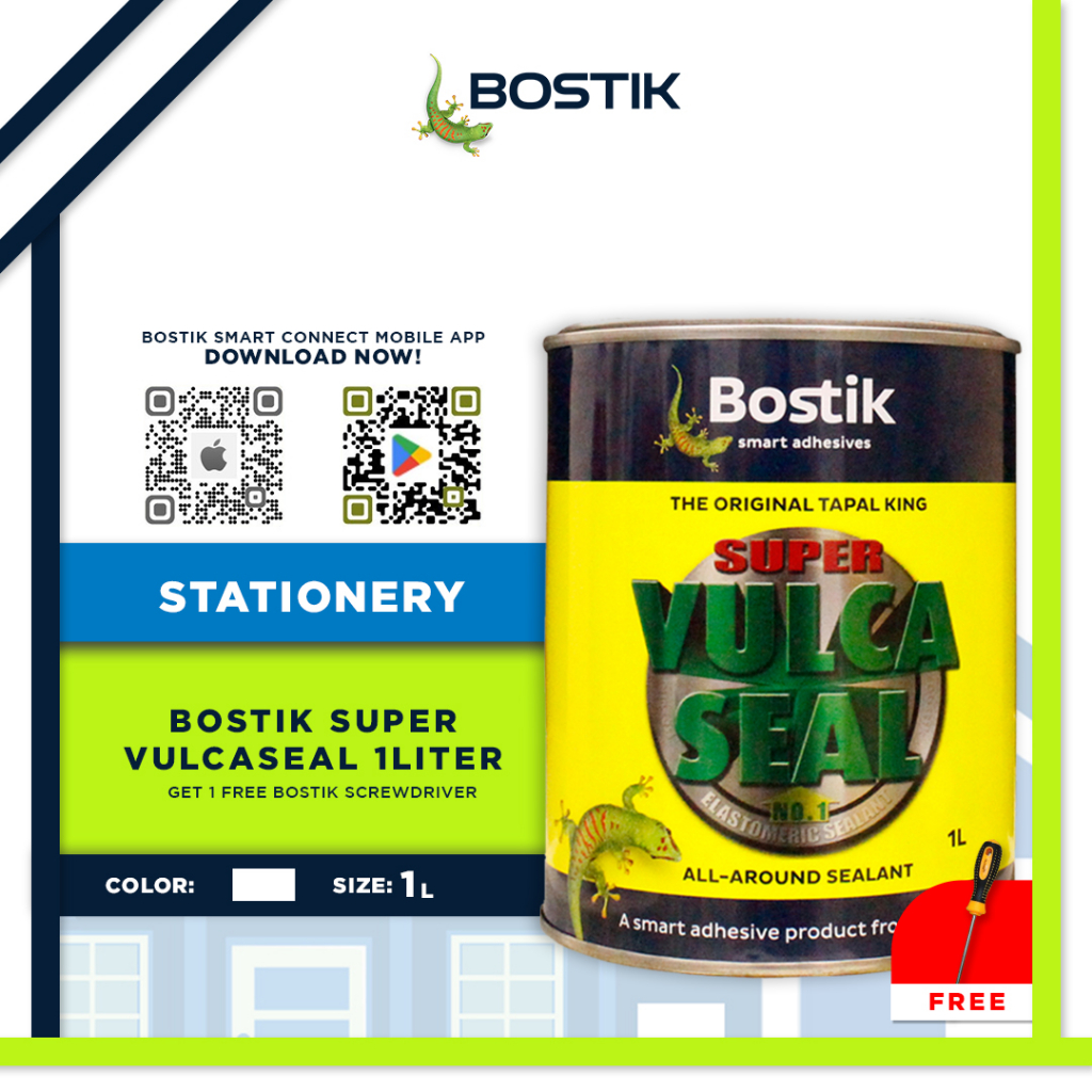 Bostik Super Vulcaseal 1Liter Get 1 Free Bostik Screwdriver | Shopee ...
