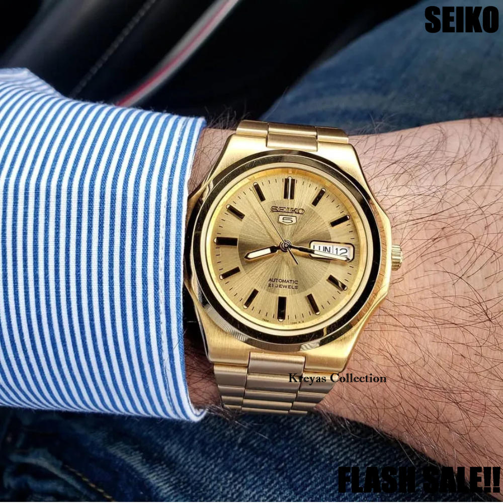 Seiko SNKK 5 21 Jewels Day & Date Automatic Hand Movement All Gold ...