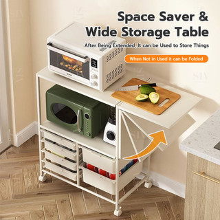 SIV Kitchen Rack With Wheels Oven Microwave Rack Moving Kitchenware ...