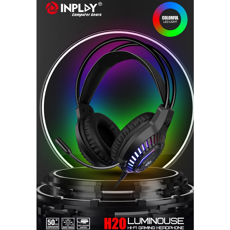 INPLAY H20 Gaming Computer Headset Pc Laptop RGB Light Noise ...