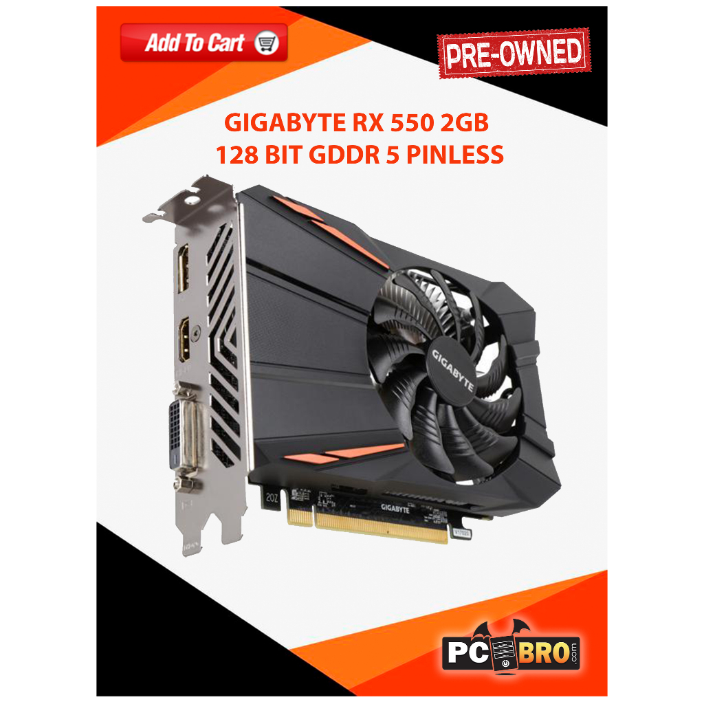 Rx 550 2gb 128 Bit Gddr5 Gigabyte Pinless | Shopee Philippines