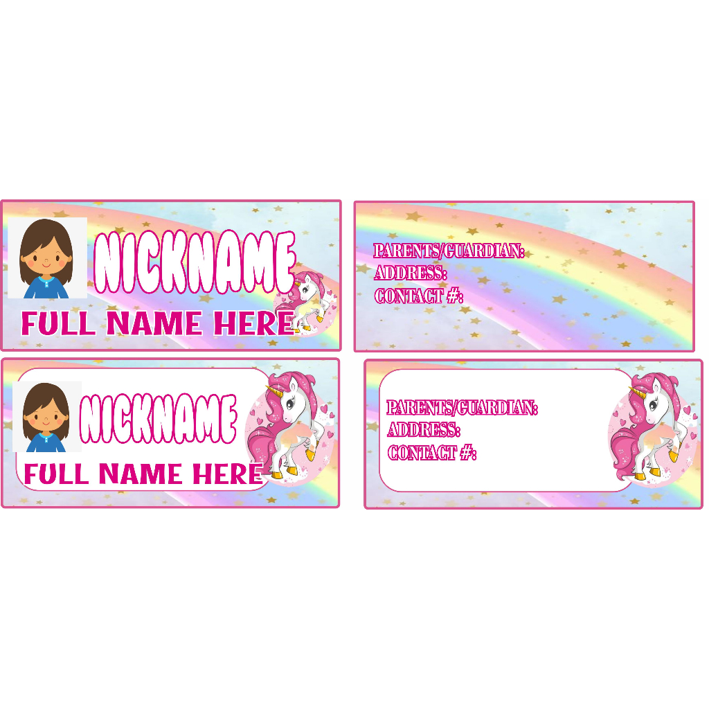 GIRL DESIGNS - PVC Name plate - Name Tags back to back Student ...
