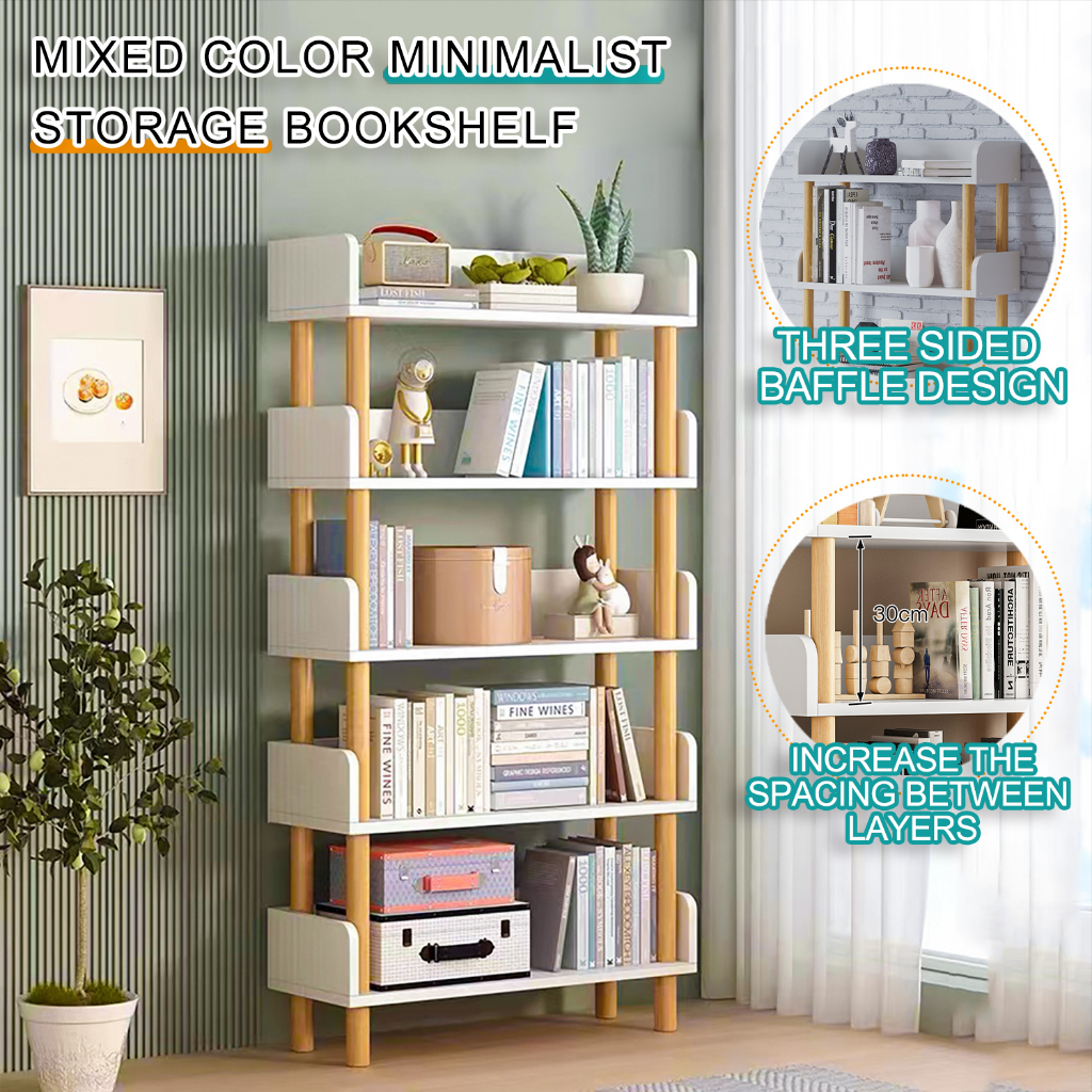【Fast delivery】3/4/5 Layers Solid Wood Bookshelf Wooden Shelf Storage ...