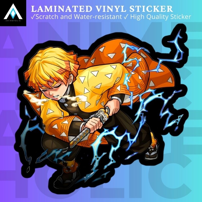 ANIMEHOLIC| 5 INCHES DEMON SLAYER ZENITSU AGATSUMA ANIME STICKERS ...