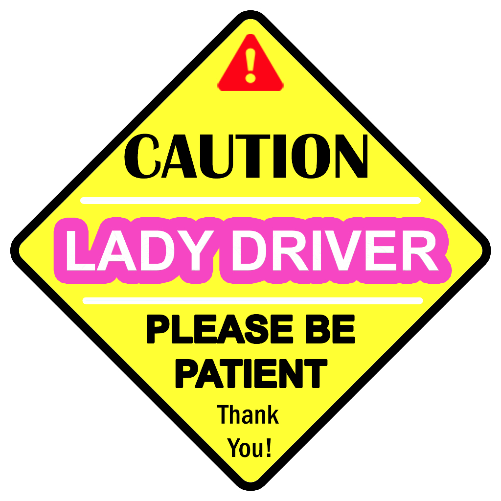 caution lady driver/lady rider/new driver vinyl sticker waterproof Size ...