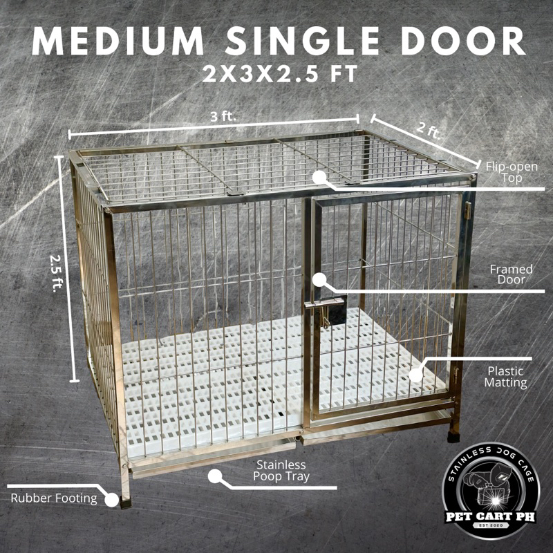 Single Framed Door Stainless Dog Cage 2x3x2.5 ft | Shopee Philippines