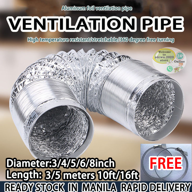 5 meters*80/100/120/150/200mm Range Hood Exhaust Tube Flexible Aluminum ...