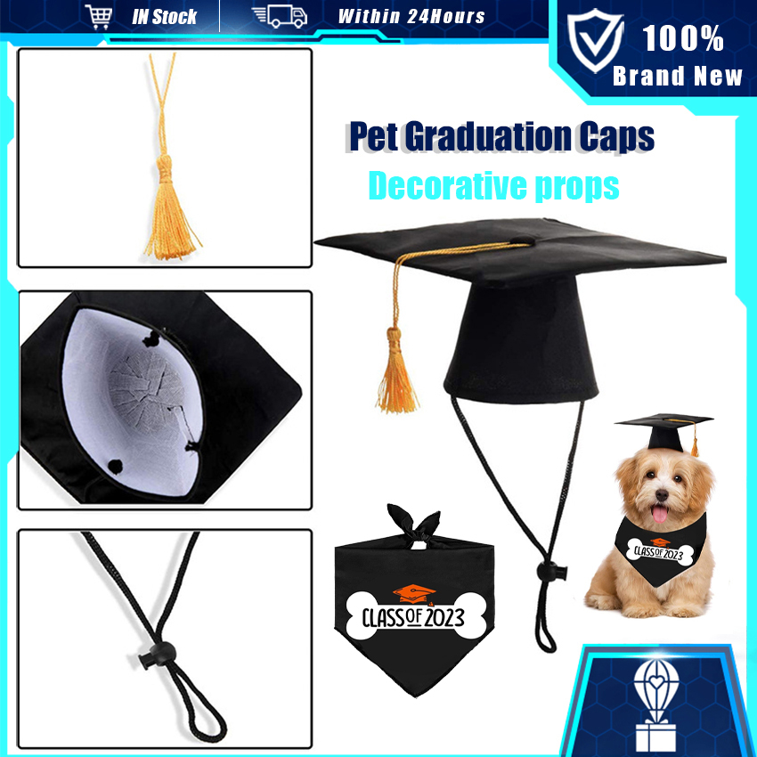 Dog Cat Graduation Cap With Bibs Funny Pet Costume Party Hat Supply for ...