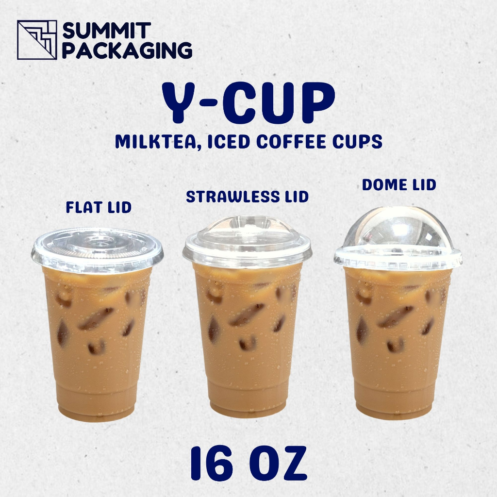[100pcs] Y-CUP Plastic PP Milk Tea Cup 12oz / 16oz / 22oz( Flat Lid ...