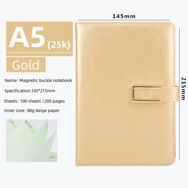 A5 PU Leather Notebook College Notepad Magnetic Buckle Notebook Journal ...