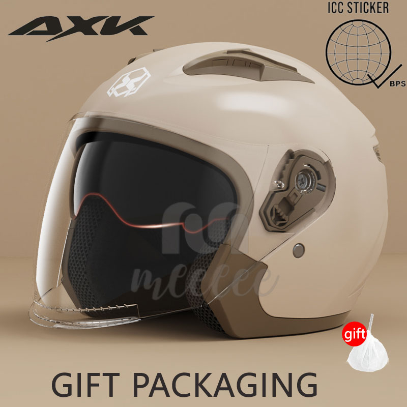 AXK Open Face Motorcycle Half Helmet With Sun Mirror | Shopee Philippines
