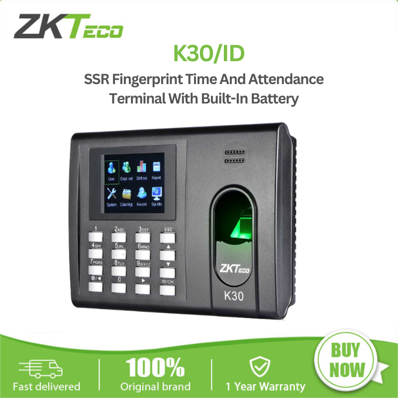 ZKTeco K30/ID SSR Fingerprint Time And Attendance Terminal With Built-In Battery Office ...