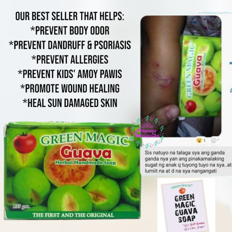 Organic Guava Soap Antibacterial by GreenMagic PREVENTS SKIN ALLERGIES ...