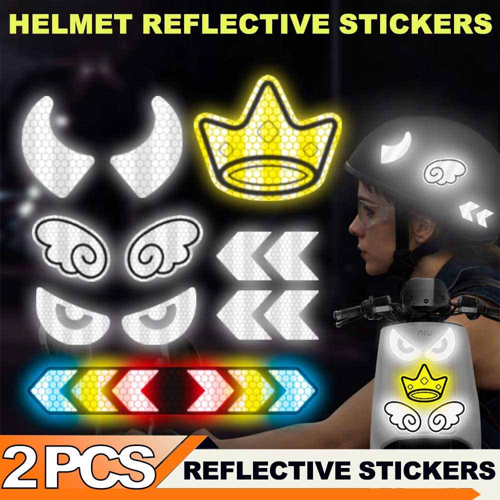 2Pcs Motorcycle Helmet Reflective Stickers High Visibility Safety ...
