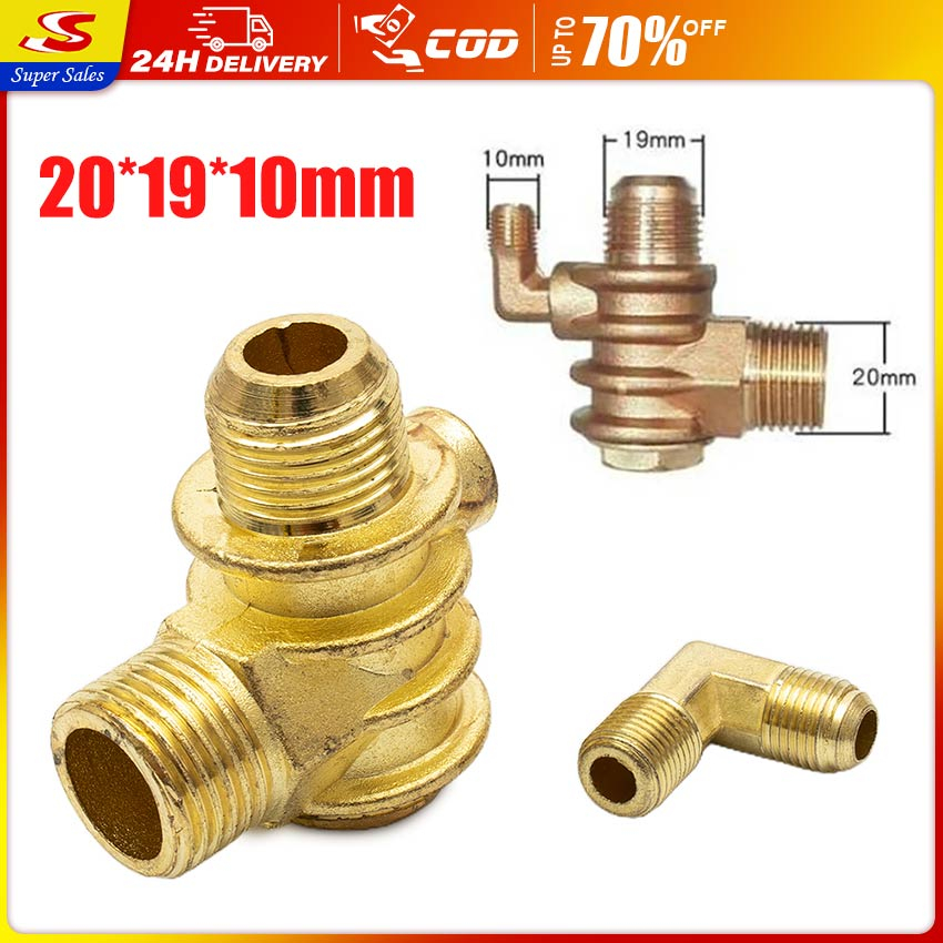 【SuperSales】3-Port Check Valves One Way For Air Compressor 3 Port Brass ...