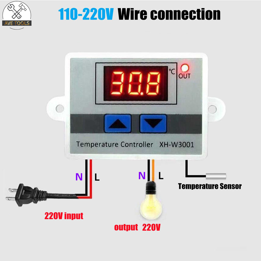 XH-W3001 Multifunction Digital Temperature Controller DC12/24V AC110 ...