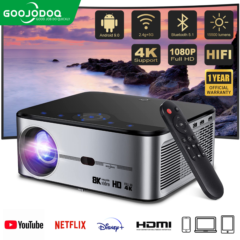 GOOJODOQ Mini Projector for Phone 4K Ultra HD 1080P Laptop Screen ios ...