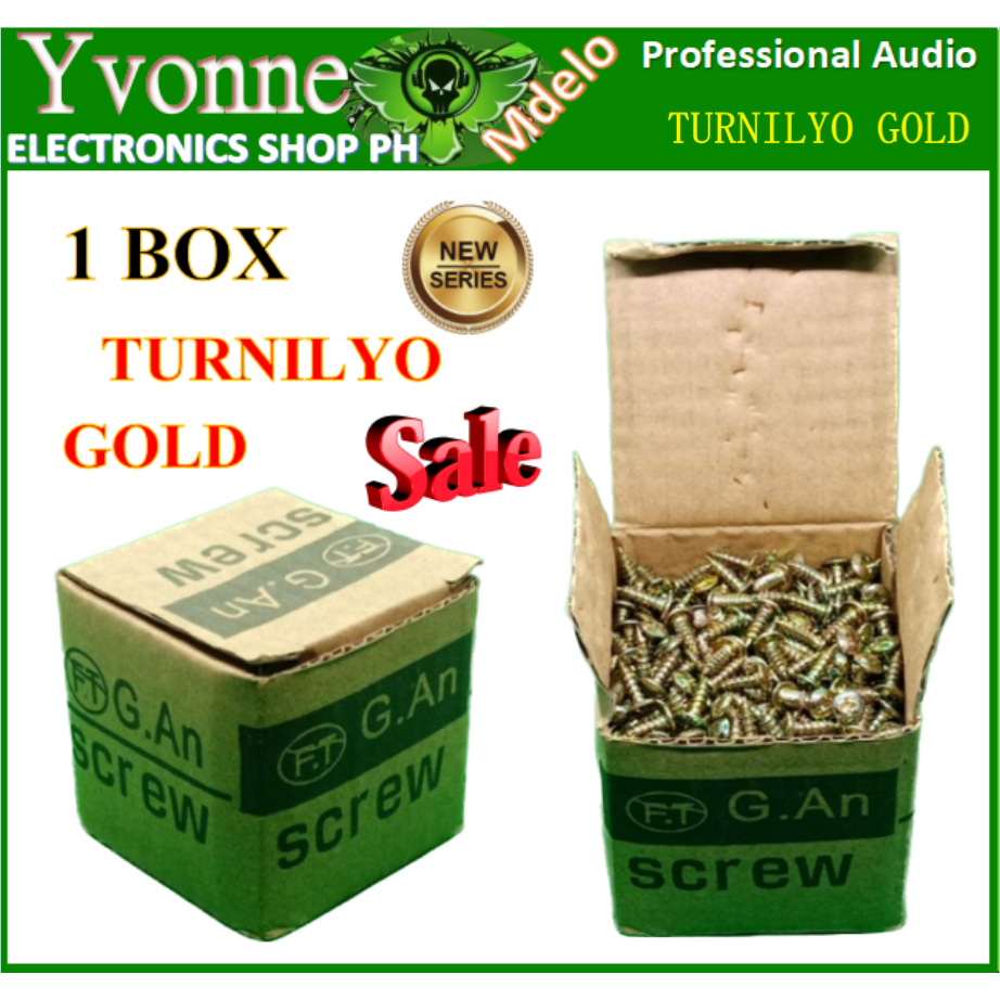 The 1BOX (TURNILYO GOLD) 3/4" GOLD SCREWS ROUNDED HEAD 800pcs | Shopee ...