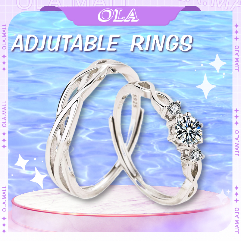 Match Rings for Couples Silver Adjustable Size Promise Wedding Ring ...
