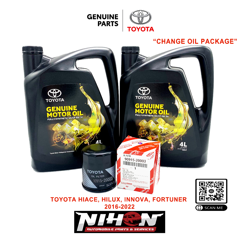 TOYOTA CHANGE OIL PACKAGE FOR TOYOTA 2016-2022 HIACE, INNOVA, HILUX AND ...