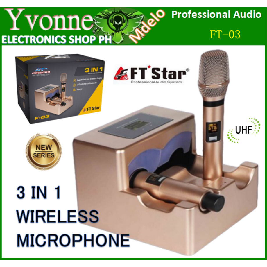 The Megapro F03 FTstar F-03 3-in-1 UHF wireless microphone + built-in ...