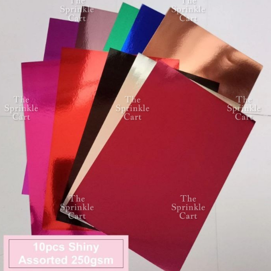 10pcs 250gsm/80gsm Glitter and Shiny Metallic Mirror Card Stock Board ...