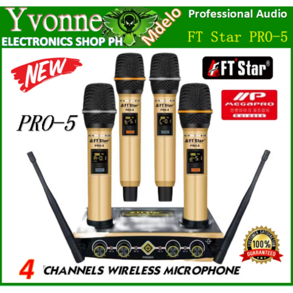 The MEGAPRO FT STAR PRO-5 Brand Dual Channel Wireless Microphone System ...