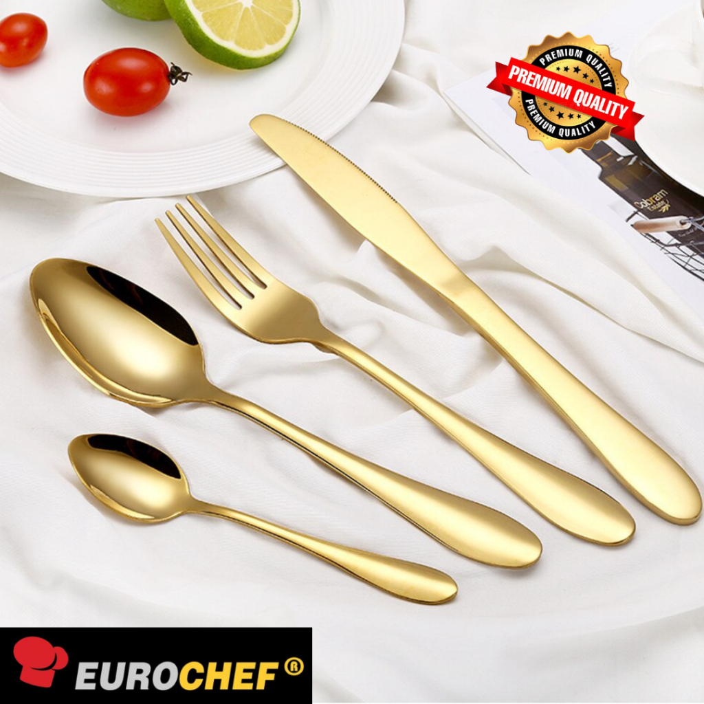 Eurochef Luxurious PVD Gold sold per piece Dinner spoon, Dinner fork ...