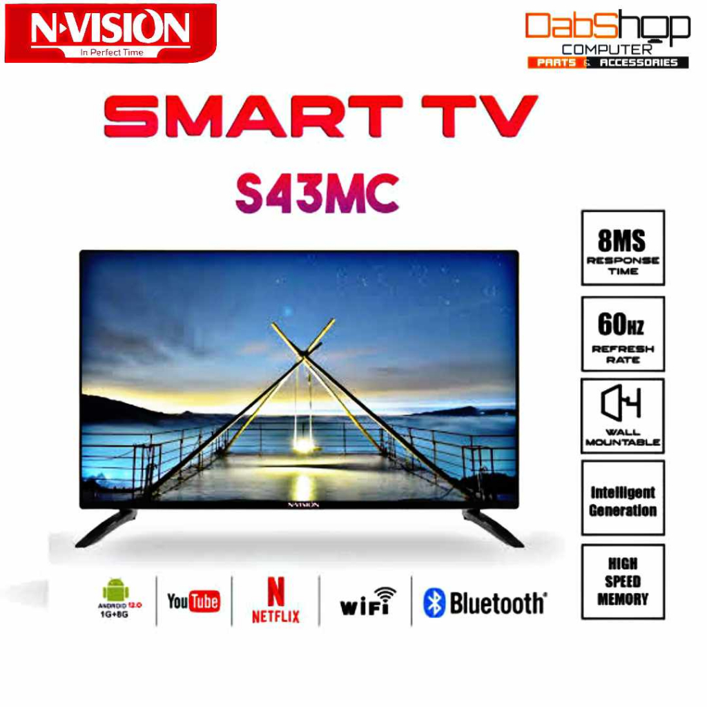 NVISION S43MC 43" FHD SMART ANDROID TV 12.0/WITH BT+ISDB-T+E SHARE | Shopee Philippines