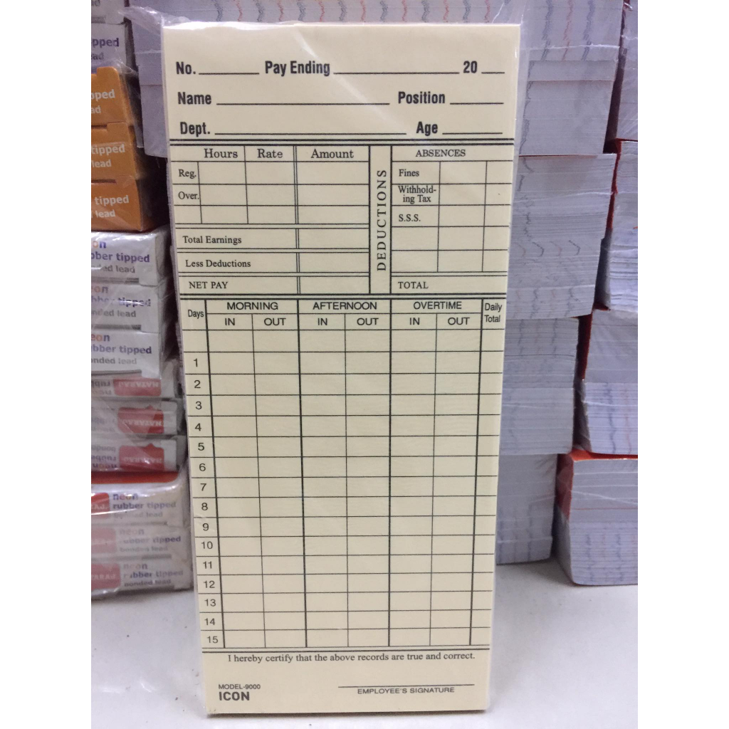 Time Card / DTR for the employees | Shopee Philippines