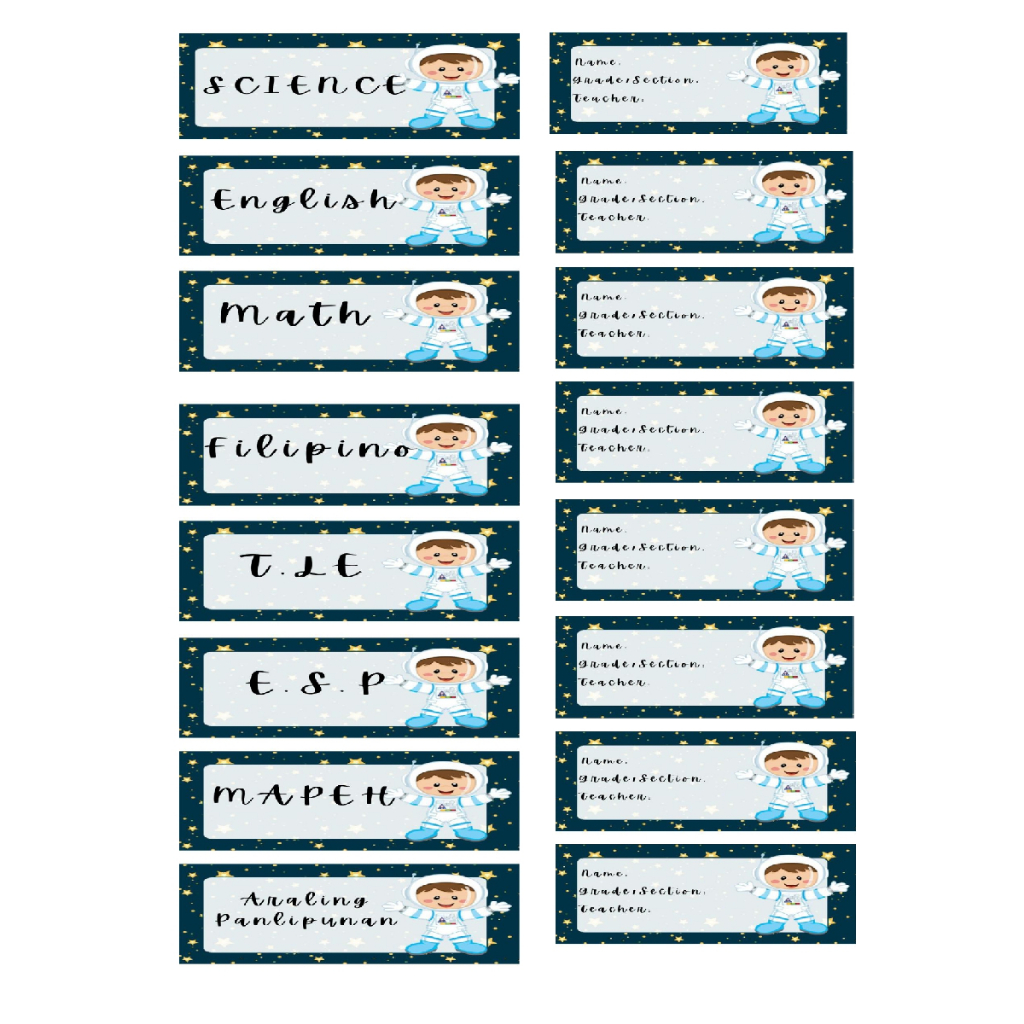 astro boy Name and subject sticker set (8 subject 8 name label ...