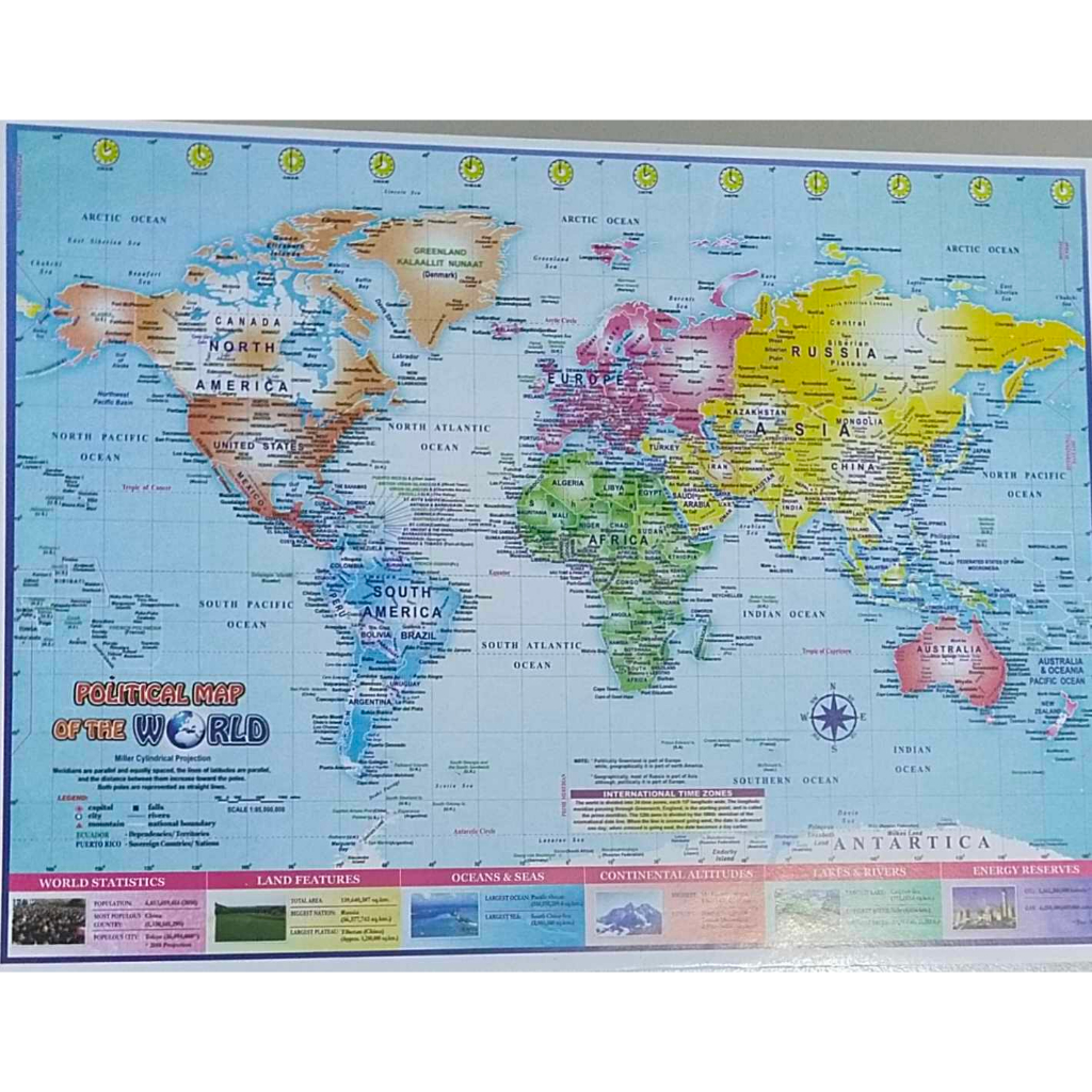 MEDIUM POLITICAL MAP OF THE WORLD WITH PLASTIC , WORLD MAP MEDIUM WITH ...