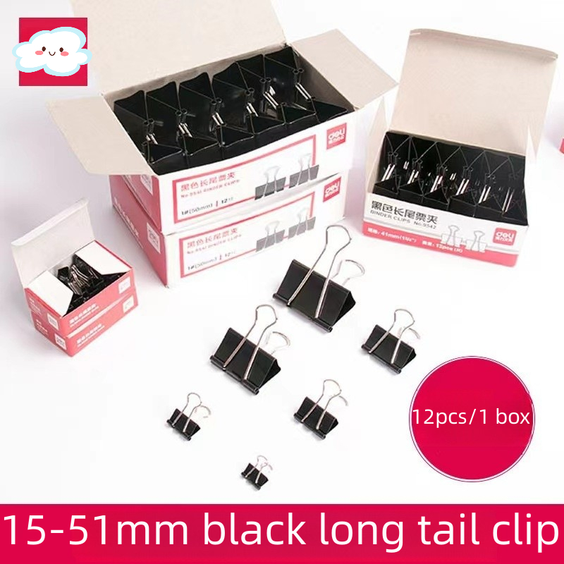 12PCS per box Black dovetail clip Binder paper clip office supplies ...
