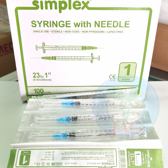 SIMPLEX Disposable Syringe 1cc x G23 | Shopee Philippines