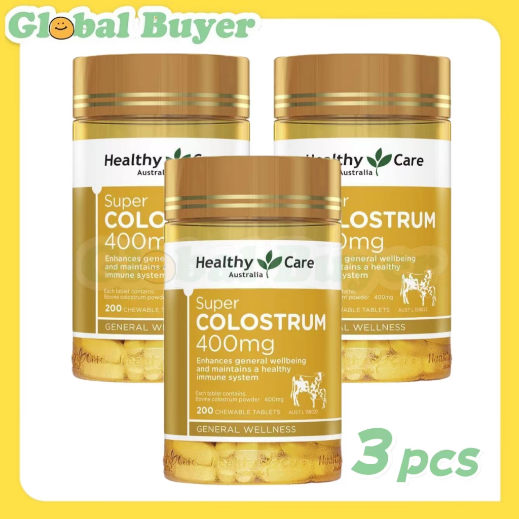 [ 3 Boxs ] Healthy Care Super Colostrum 400mg 200 Chewable Tablets ...