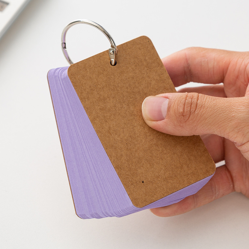Kraft Paper Binder Ring Easy Flip Cards Study Memo Pads Portable ...