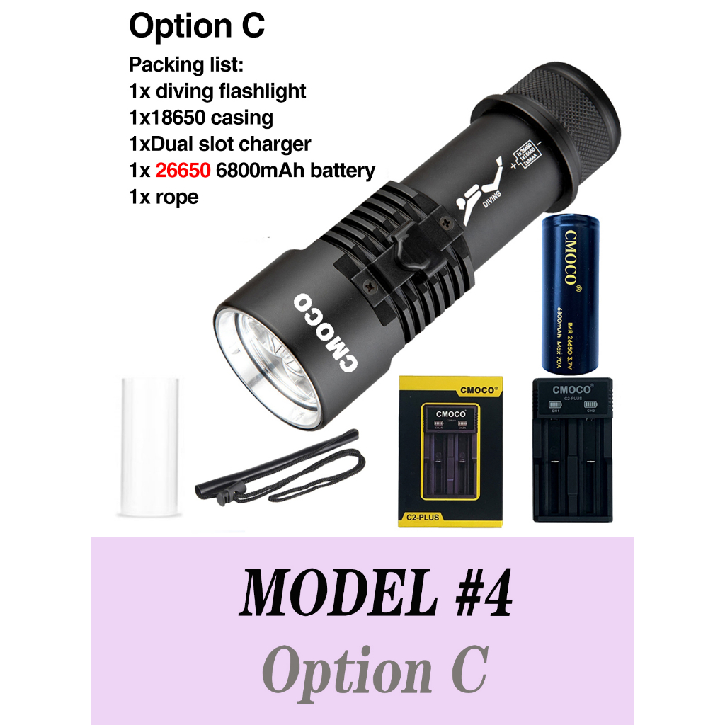 CMOCO CREE L2 P70 3000 LM Diving Flashlight Underwater 100m Waterproof ...