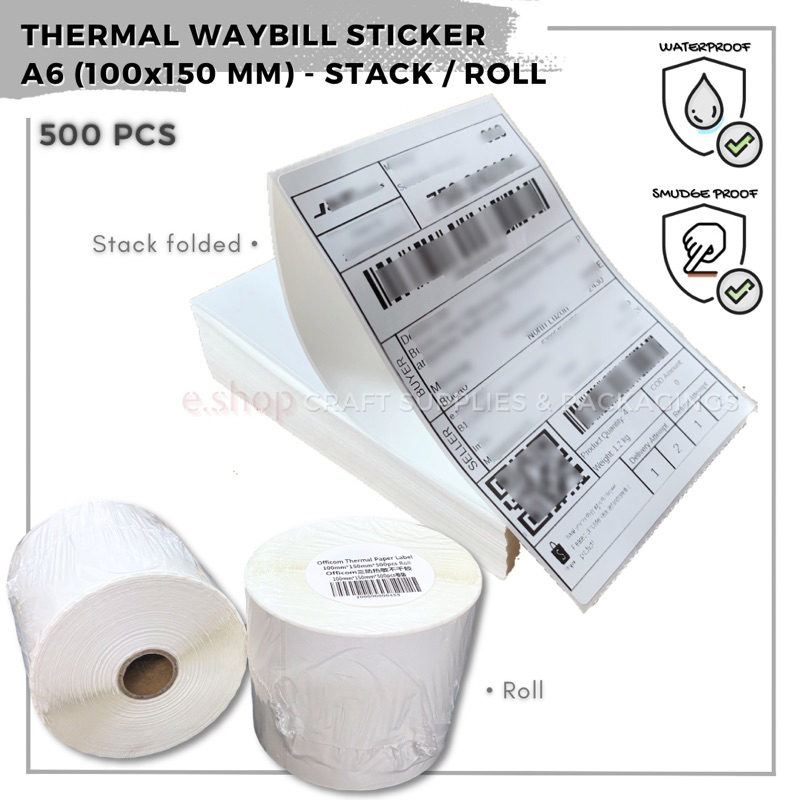 Thermal A6 Waybill Sticker 100x150mm Stack Folded or Roll | Shopee ...