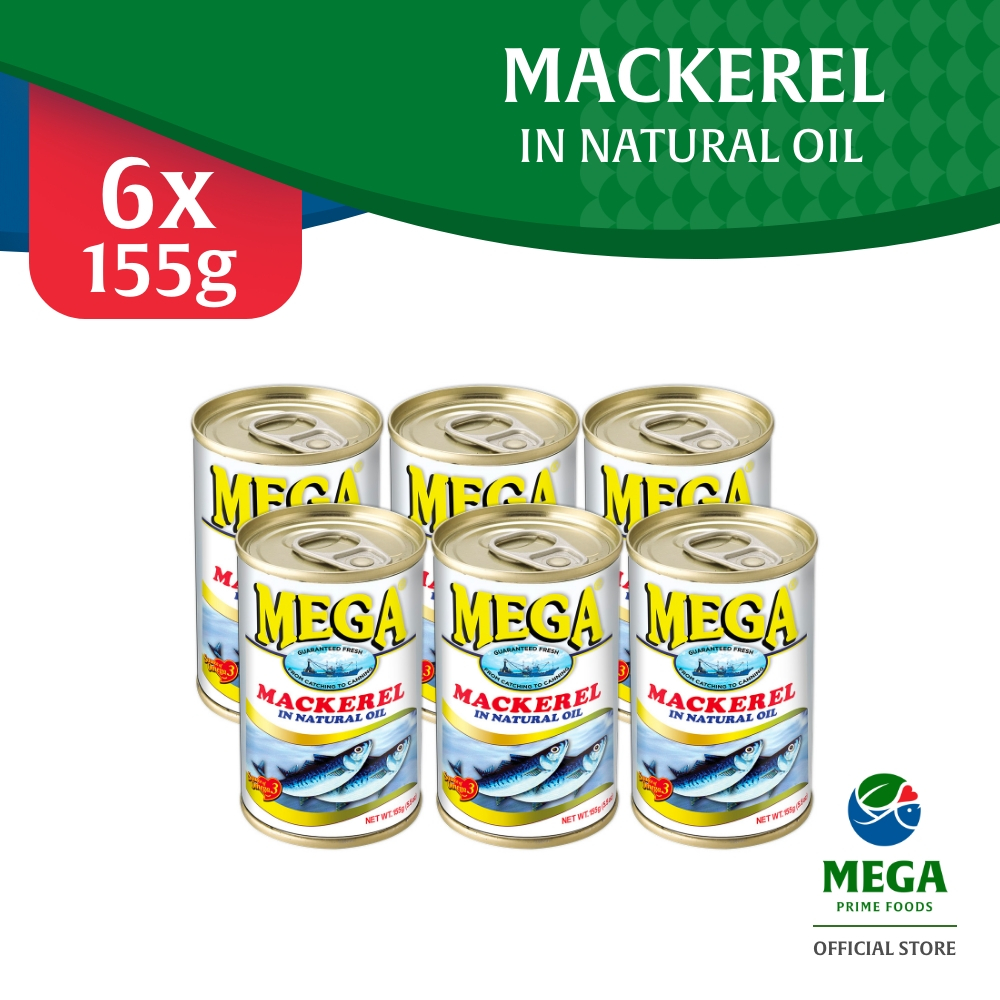 MEGA Mackerel in Natural Oil 155G By 6's | Shopee Philippines