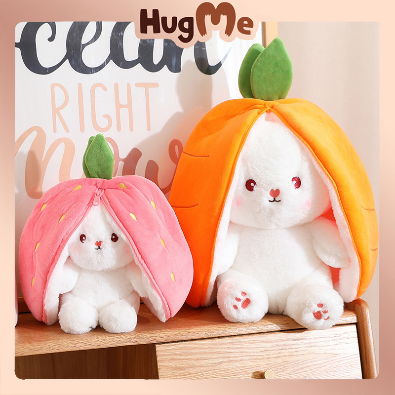25-45CM Strawberry Rabbit Plush Cute Bunny Plushie Stuffed Doll 2in1 ...