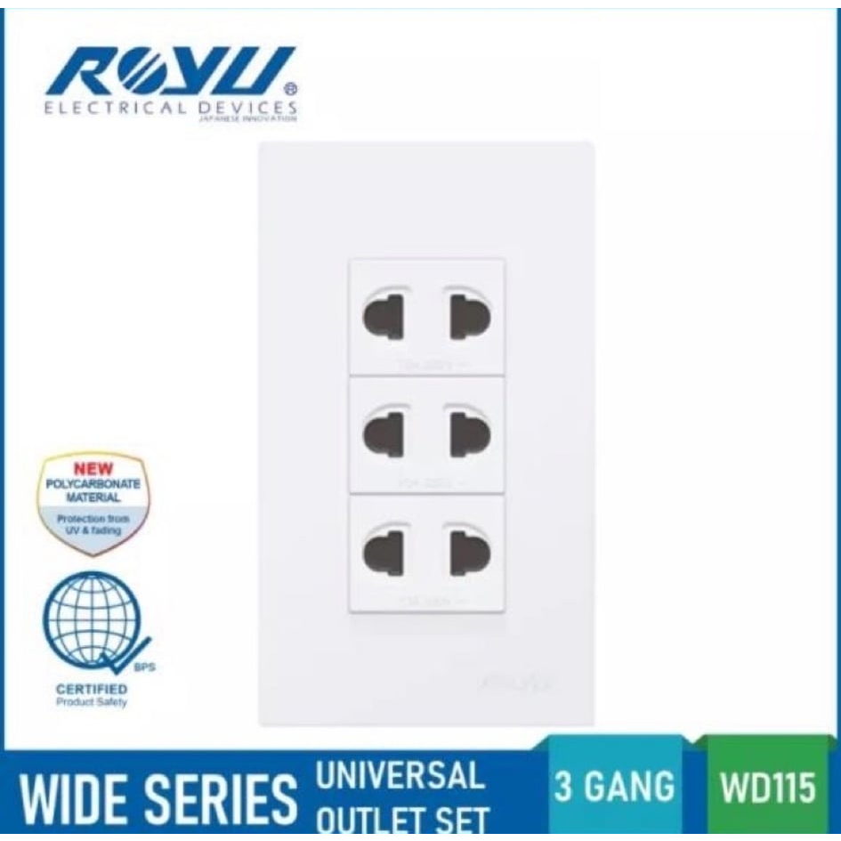ROYU Wide Series 1,2,3 Gang Switch /Outlet | Shopee Philippines