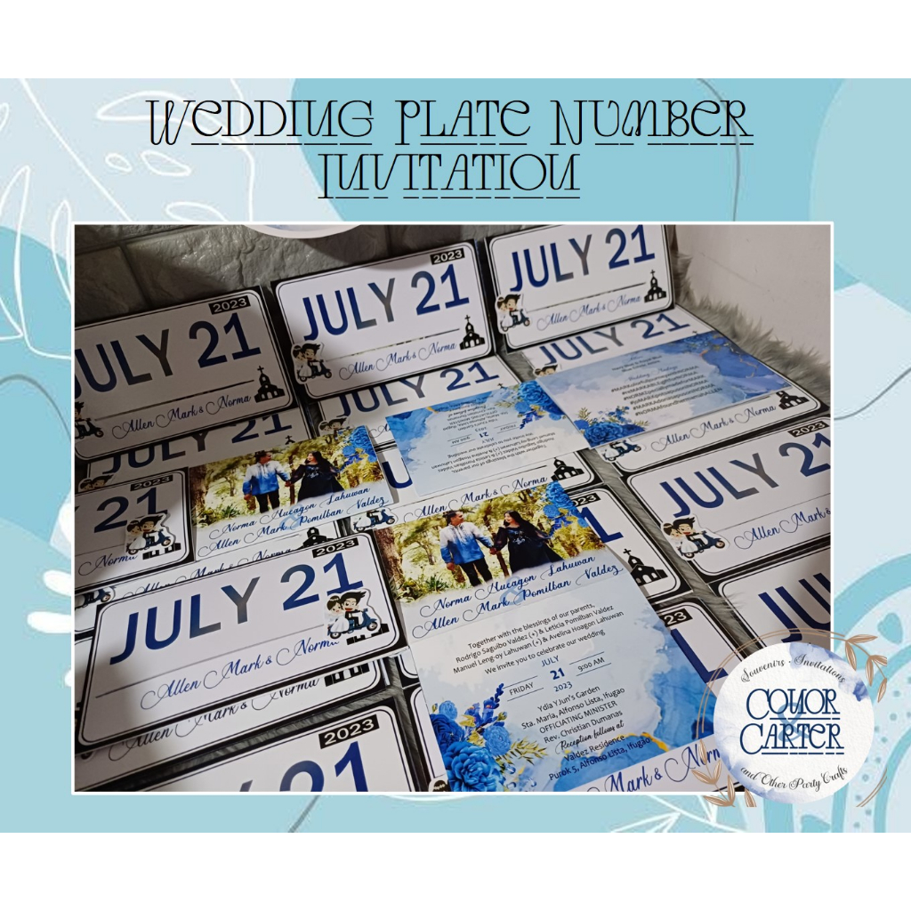 Wedding Plate Number Invitation (ANY MOTIF) | Shopee Philippines