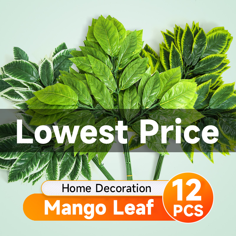 12pcs Simulation Mango Leaves Flowers Home Wedding Flower Decor Party ...
