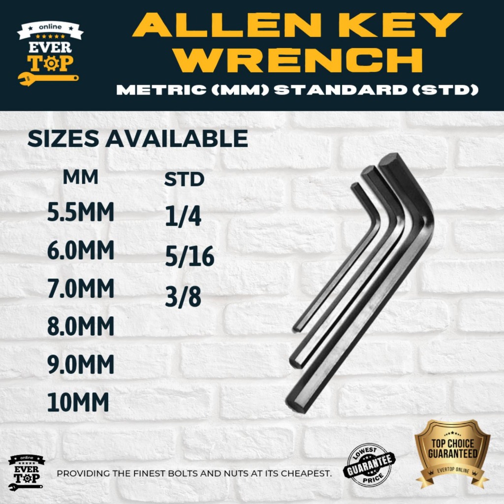 (5.5mm-10mm) (1/4 - 3/8) Allen Key Wrench Metric (mm) & Standard (std ...